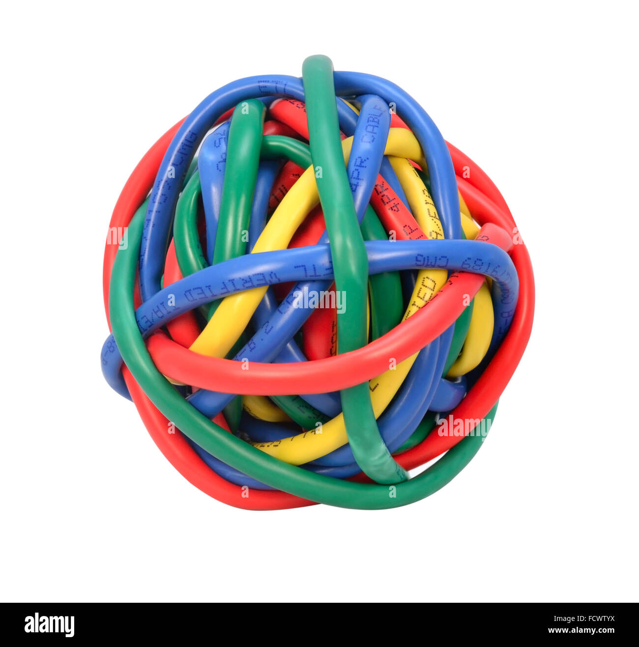 Ball of Brightly Multi Colored Network Cables Isolated on White ...