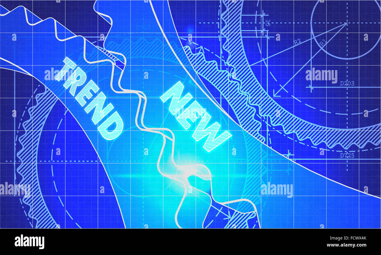 New Trend Concept. Blueprint Background with Gears. Industrial Design ...