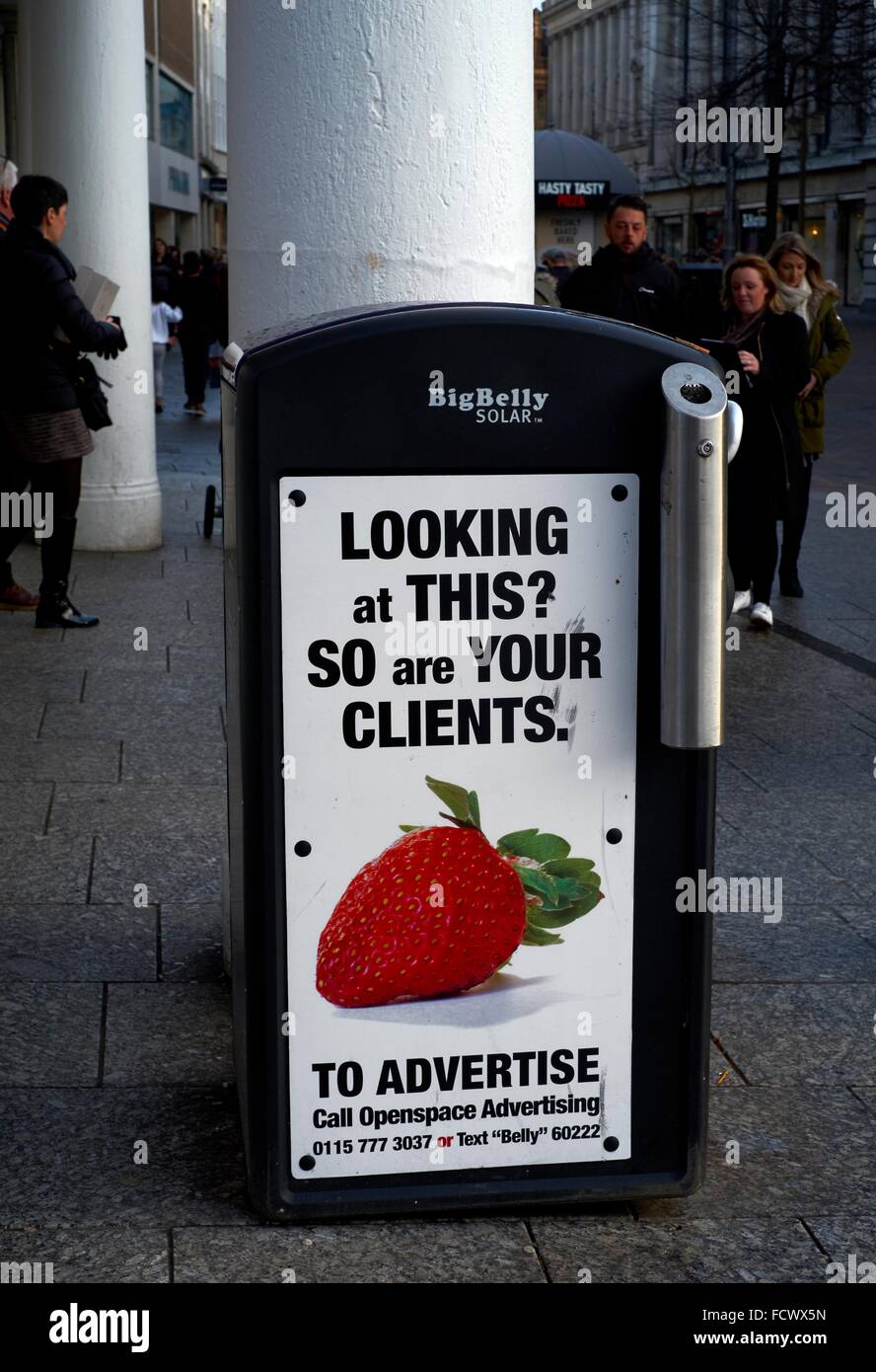 Ad space on a street rubbish bin Nottingham England UK Stock Photo - Alamy