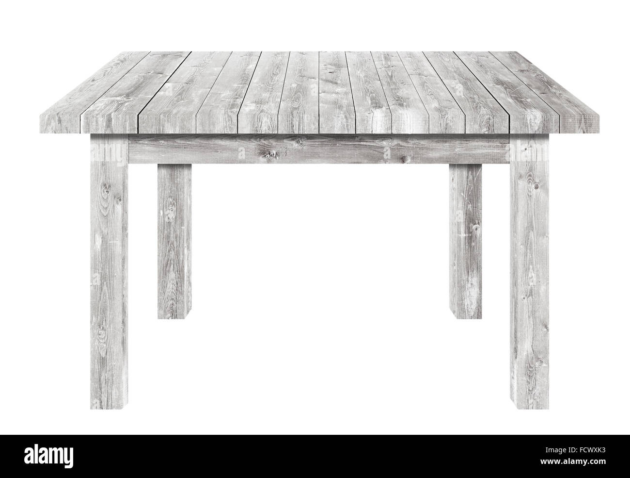 Gray wooden table on isolated white background Stock Photo - Alamy