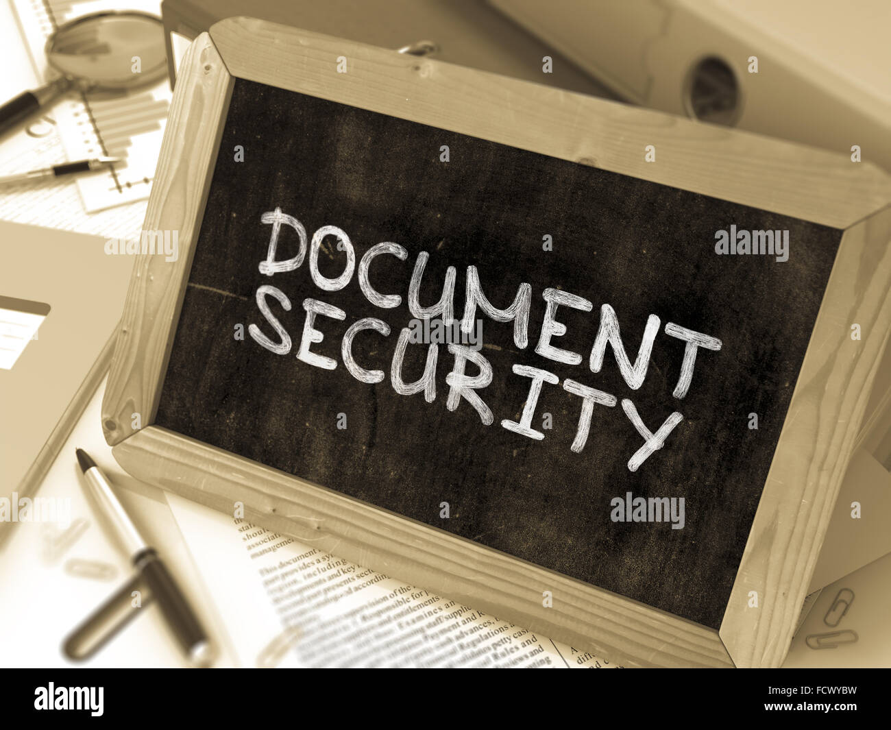 Document Security Handwritten by White Chalk on a Blackboard ...