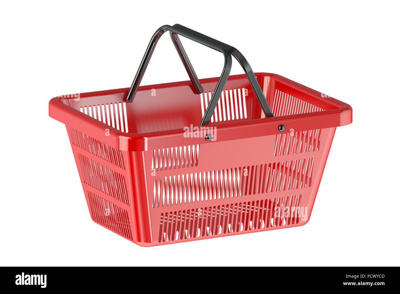 Red shopping basket isolated on white background Stock Photo - Alamy