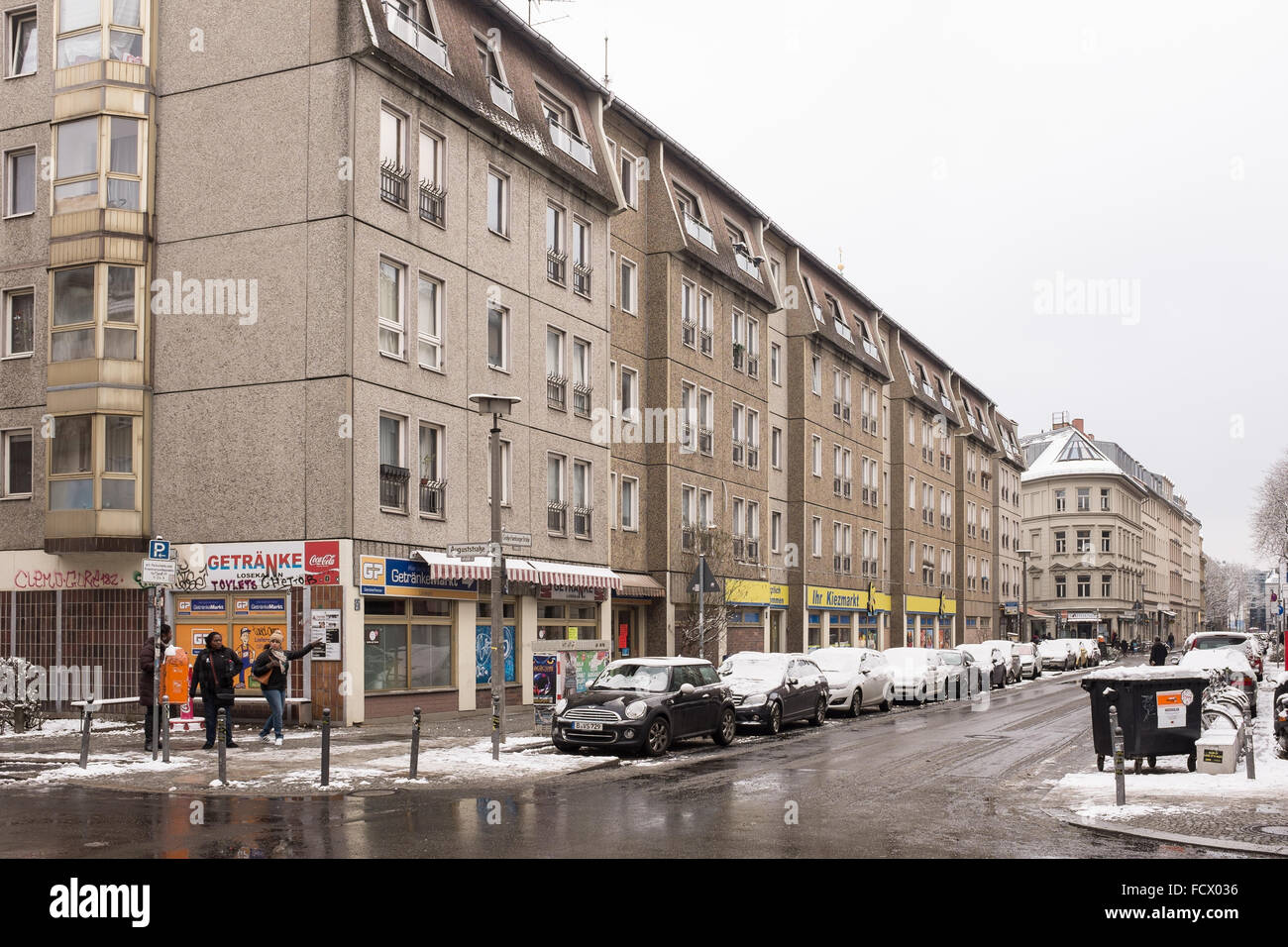 BERLIN - JANUARY 17: GDR buildings in original state in Augustststrasse ...