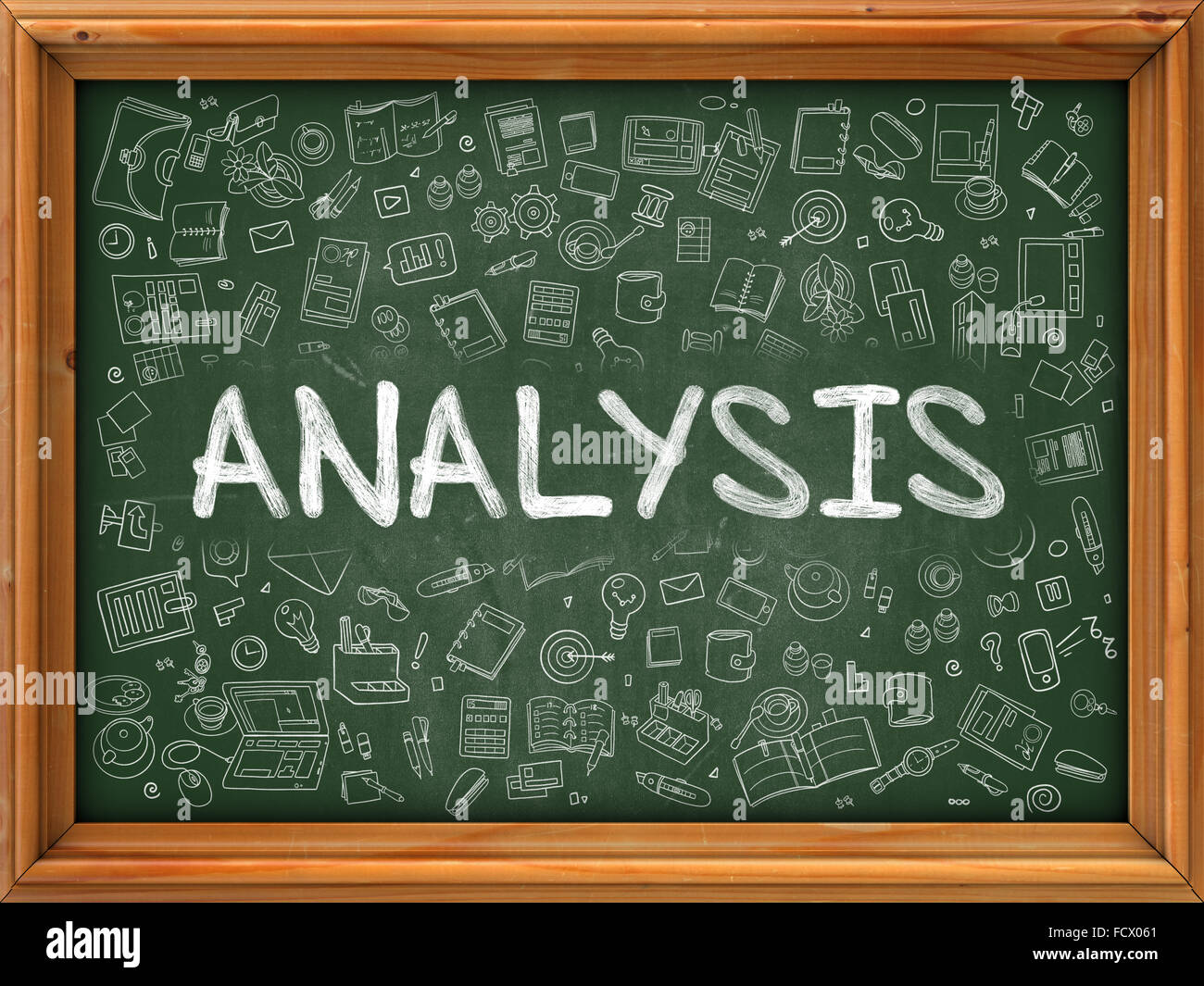 Analysis - Hand Drawn on Green Chalkboard with Doodle Icons Around ...
