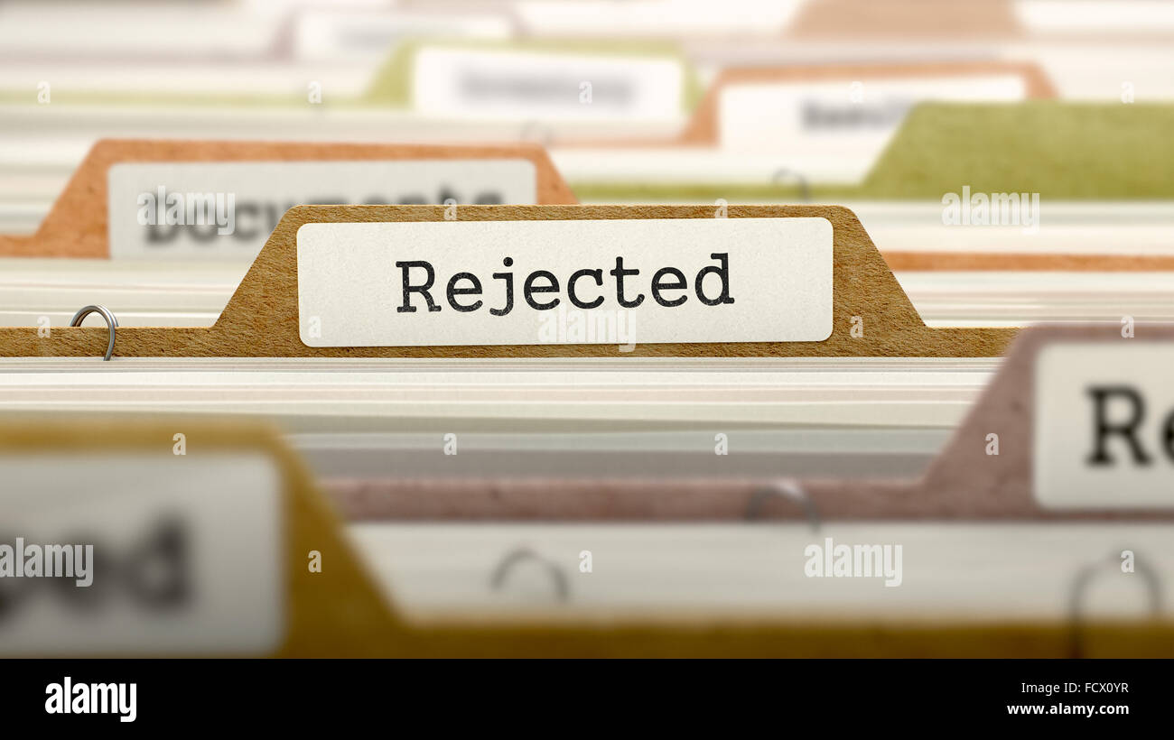 Rejected Concept on File Label in Multicolor Card Index. Closeup View ...