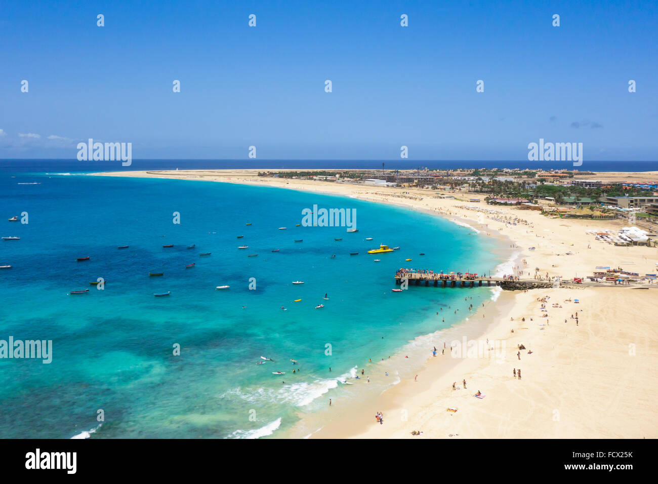Aerial view of Santa Maria beach in Sal Island Cape Verde - Cabo Verde ...