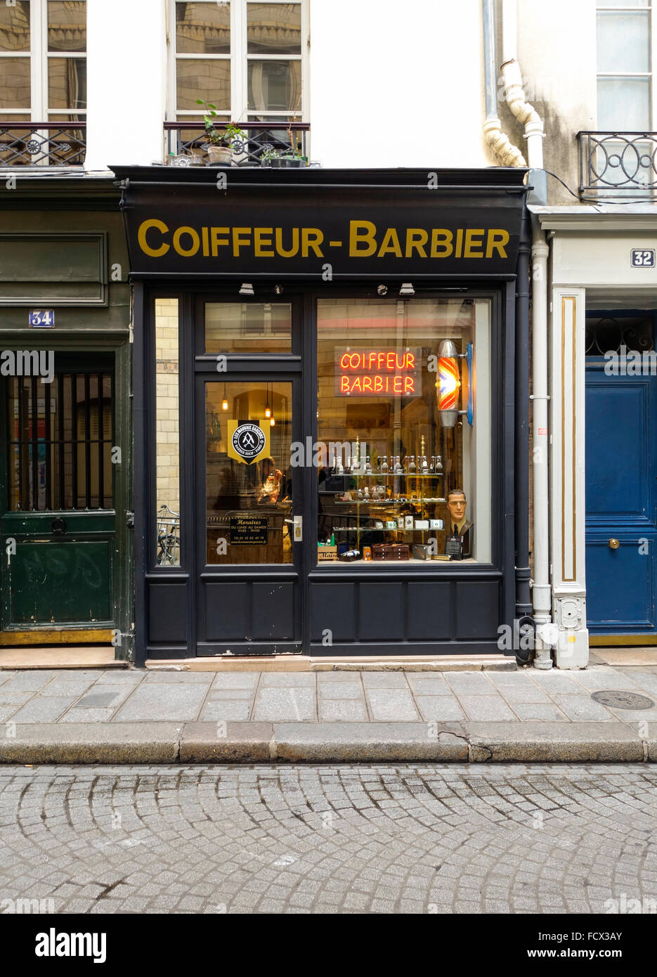Old style Barber Shop in center of Paris, France Stock Photo - Alamy