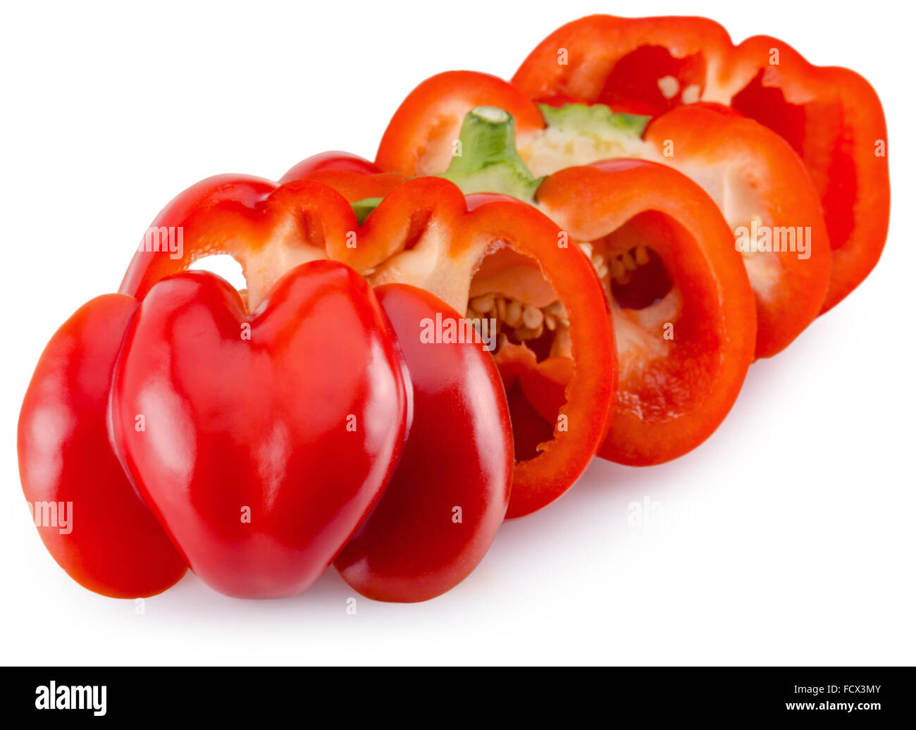 red pepper slices isolated on the white background Stock Photo - Alamy