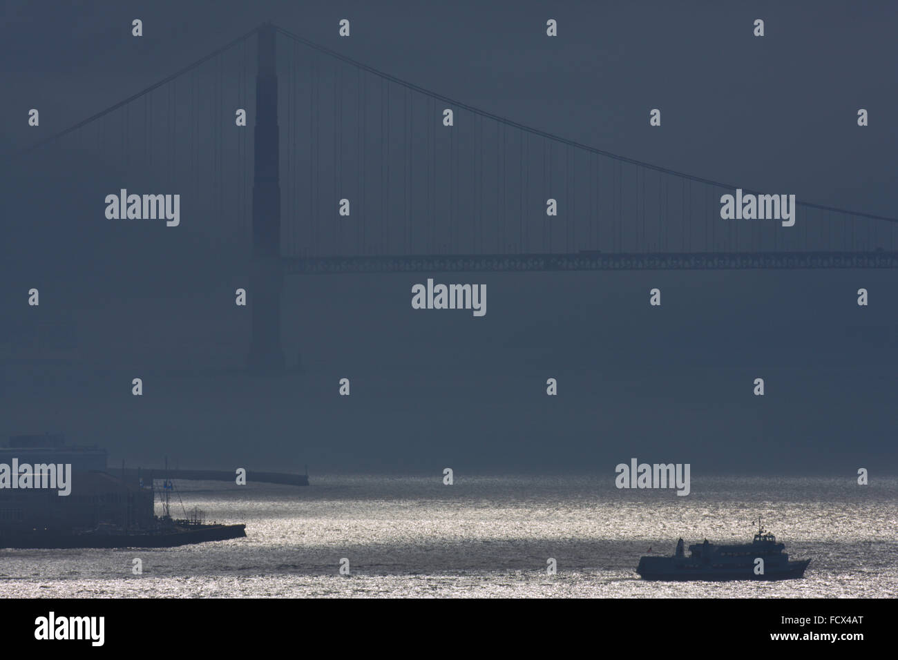 Golden Gate Bridge seen from Bay area Harbor in San Francisco ...