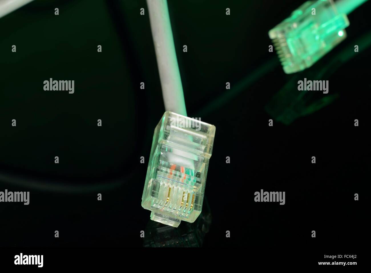 green network connection (green lan connection Stock Photo - Alamy