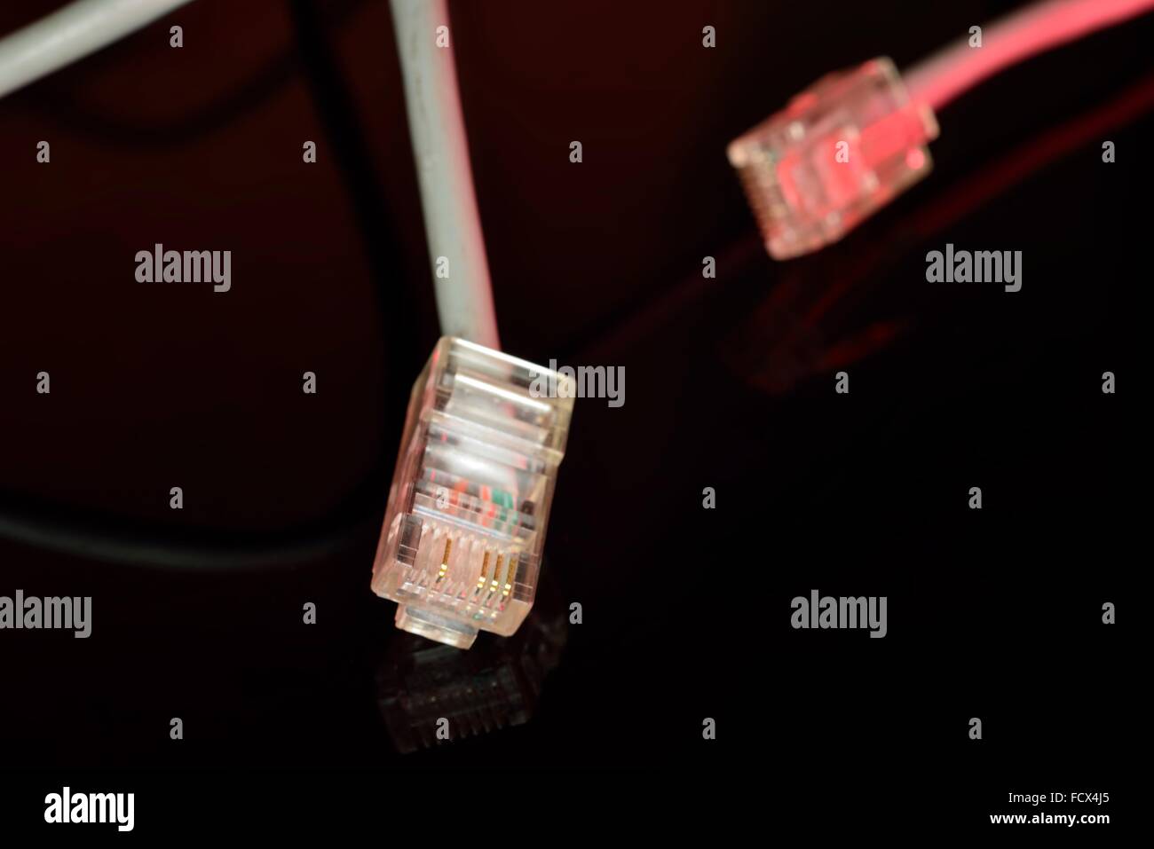 red network connection (red lan connection Stock Photo - Alamy