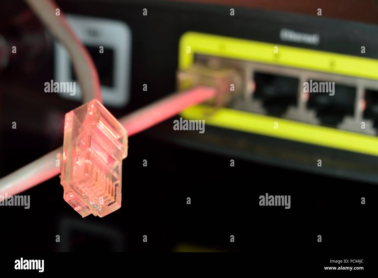 Connecting a computer to the router (Connecting to internet Stock Photo ...