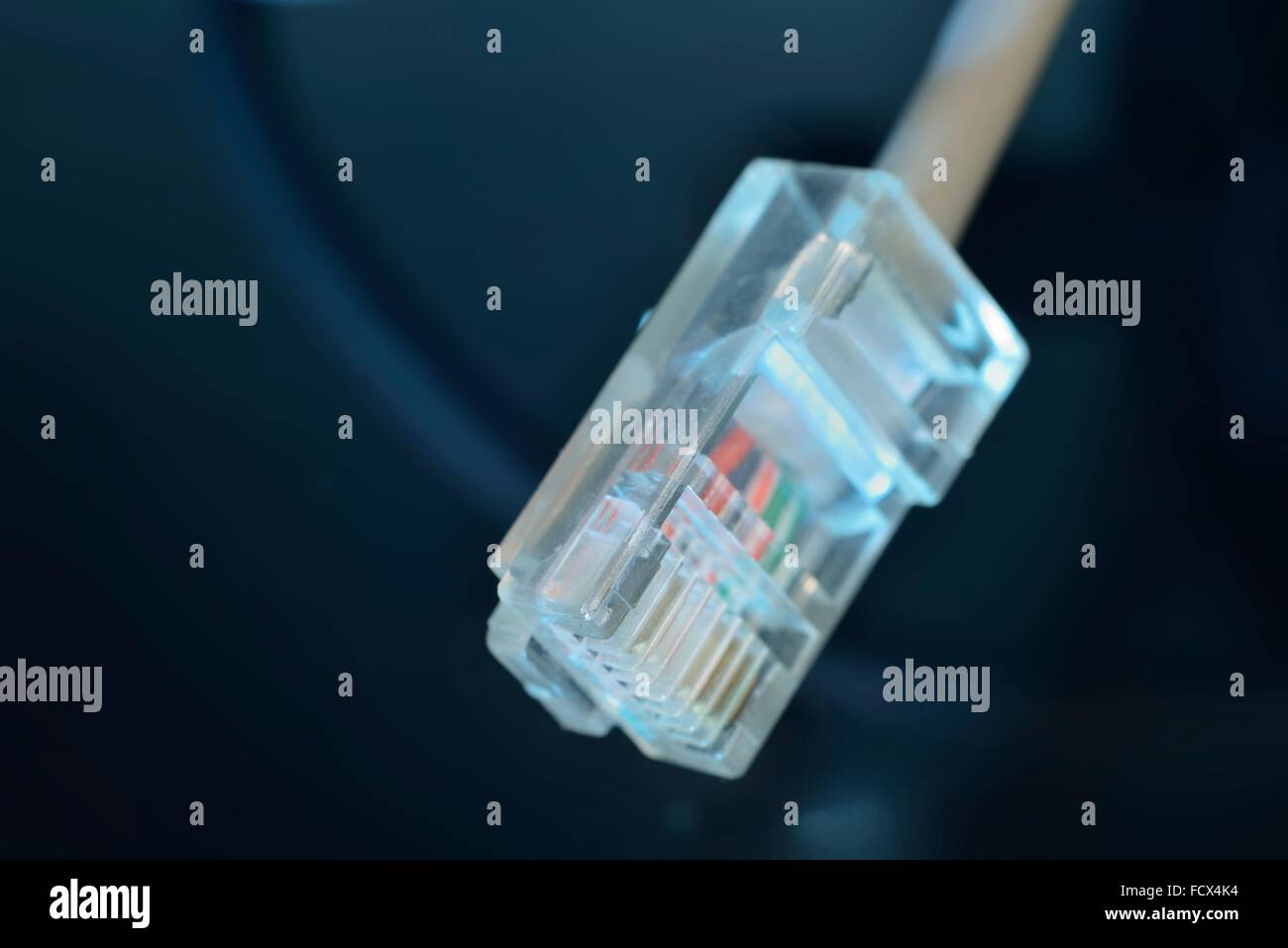 beautiful rj45 on black background with reflection Stock Photo - Alamy