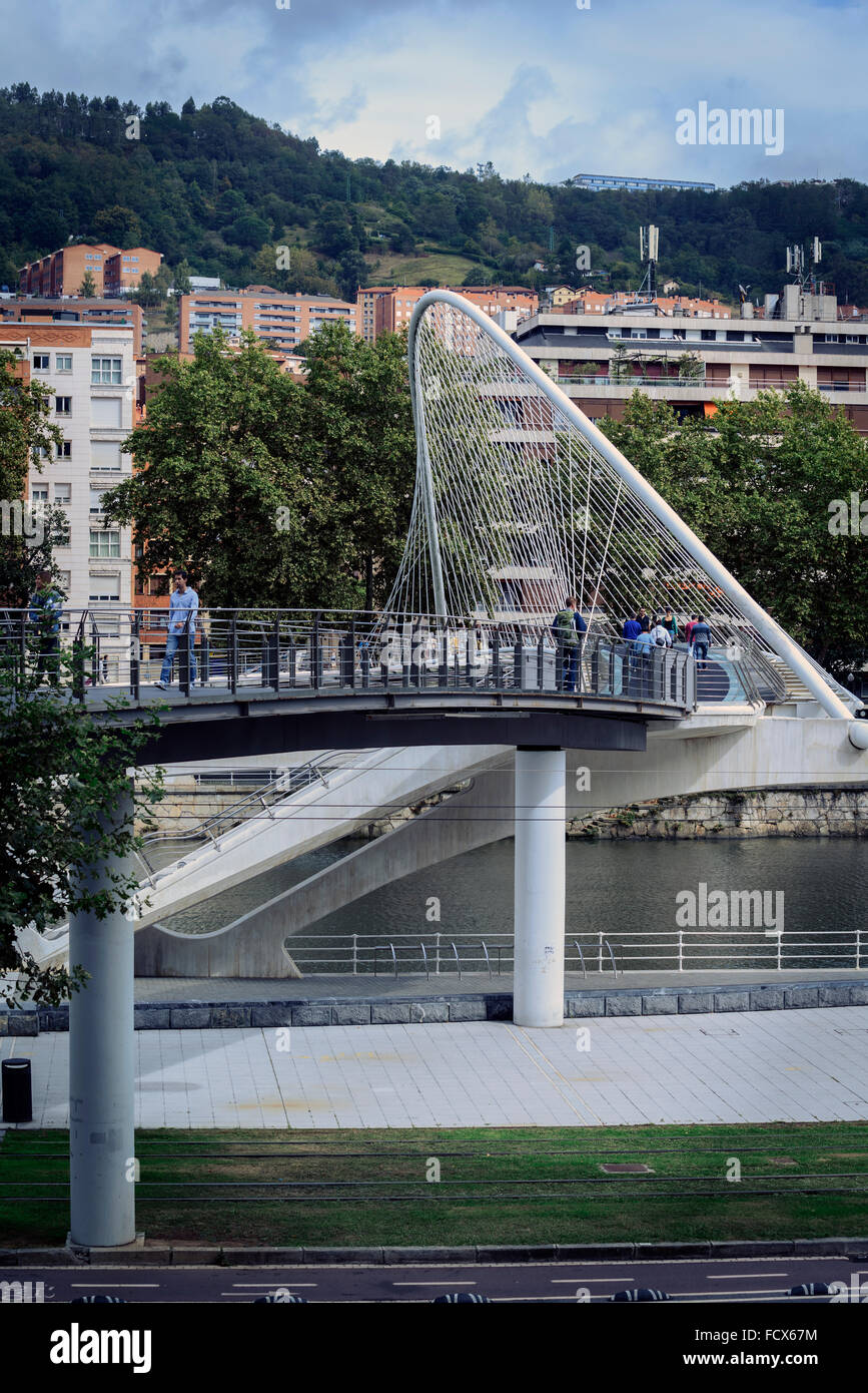 Modern Bridge designed by Santiago Calatrava in the city of Bilbao ...