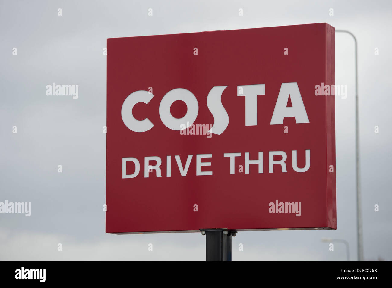Costa Coffee drive thru through sign logo Stock Photo - Alamy