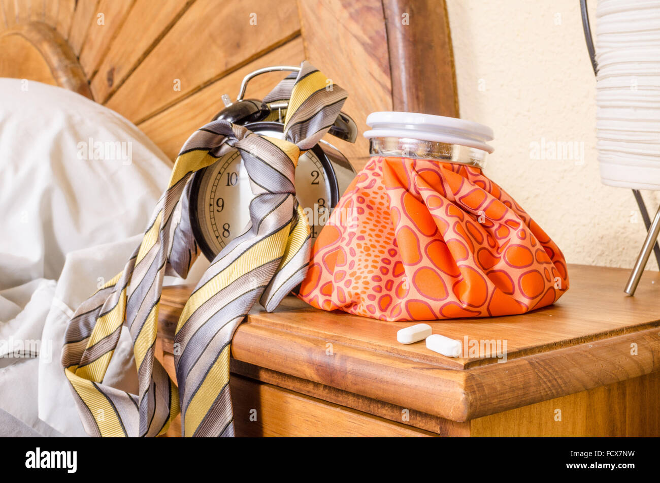 Waking up with a hangover, a party aftermath concept Stock Photo - Alamy