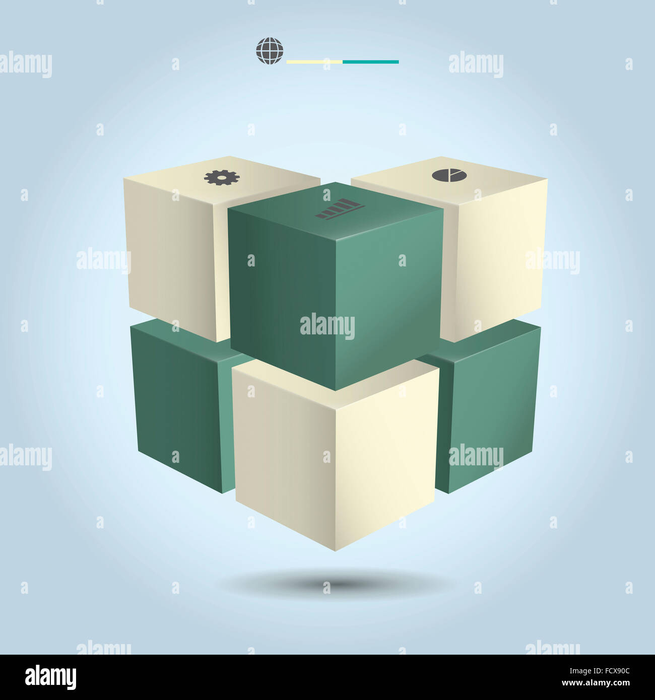 Infographic datum with cubes and icons Stock Photo - Alamy