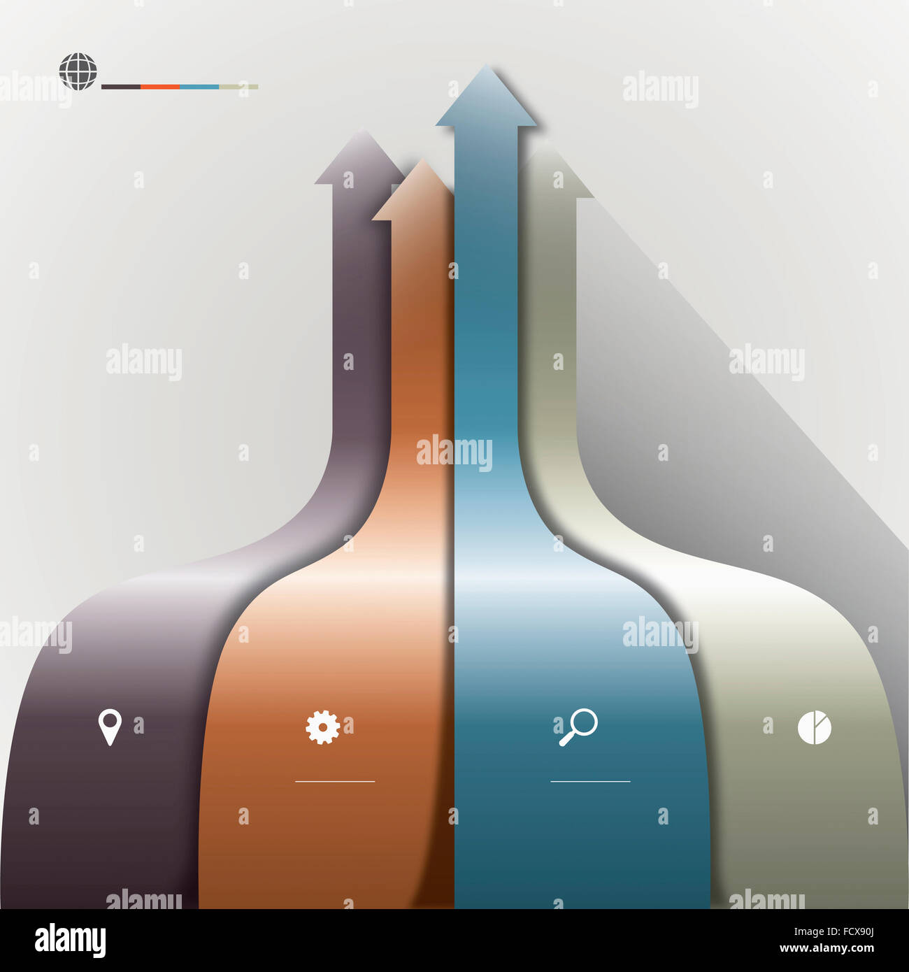 Infographic datum with arrow graphs and icons Stock Photo - Alamy