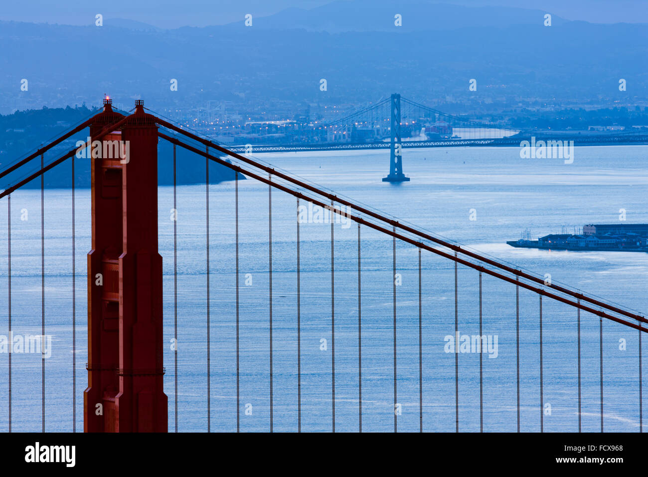 Bay Bridge seen from Golden Gate in San Francisco, California Stock ...