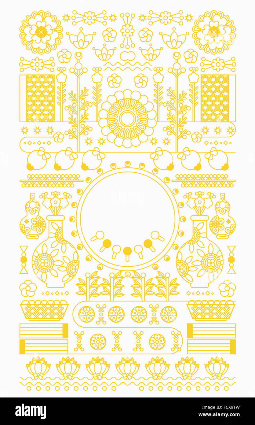 Set of patterns with various creative yellow line illustrations Stock ...