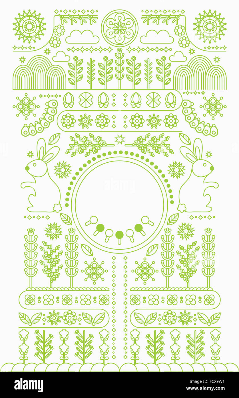 Set of patterns with various creative green line illustrations Stock ...