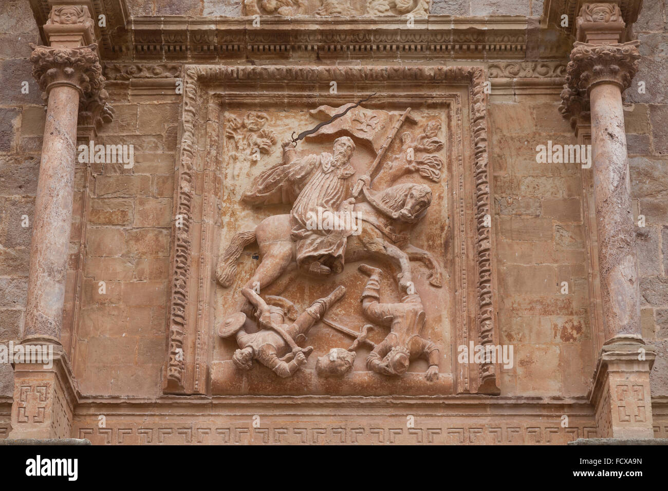 Bas-relief sculpture of Saint James Matamoros at the entry of the ...