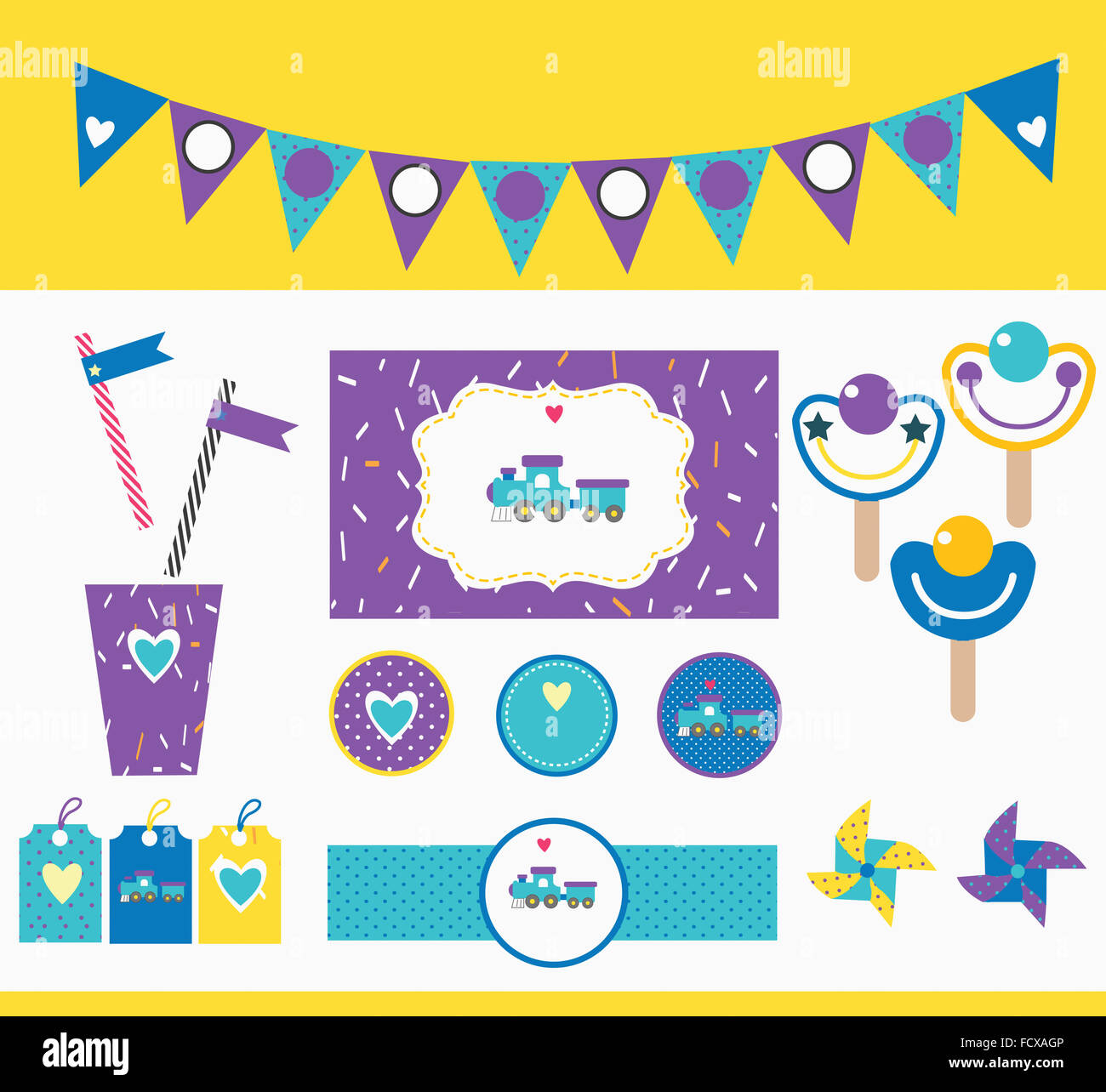 Set of various illustrations related to party Stock Photo - Alamy