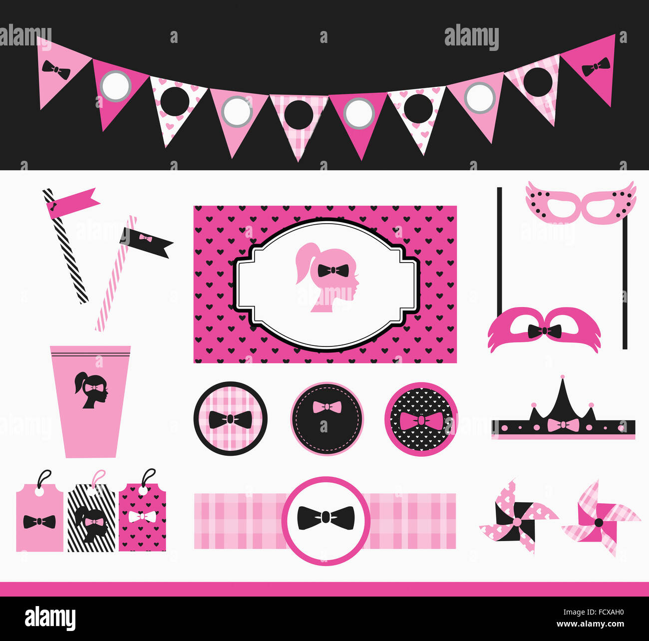 Set of various illustrations related to party Stock Photo - Alamy