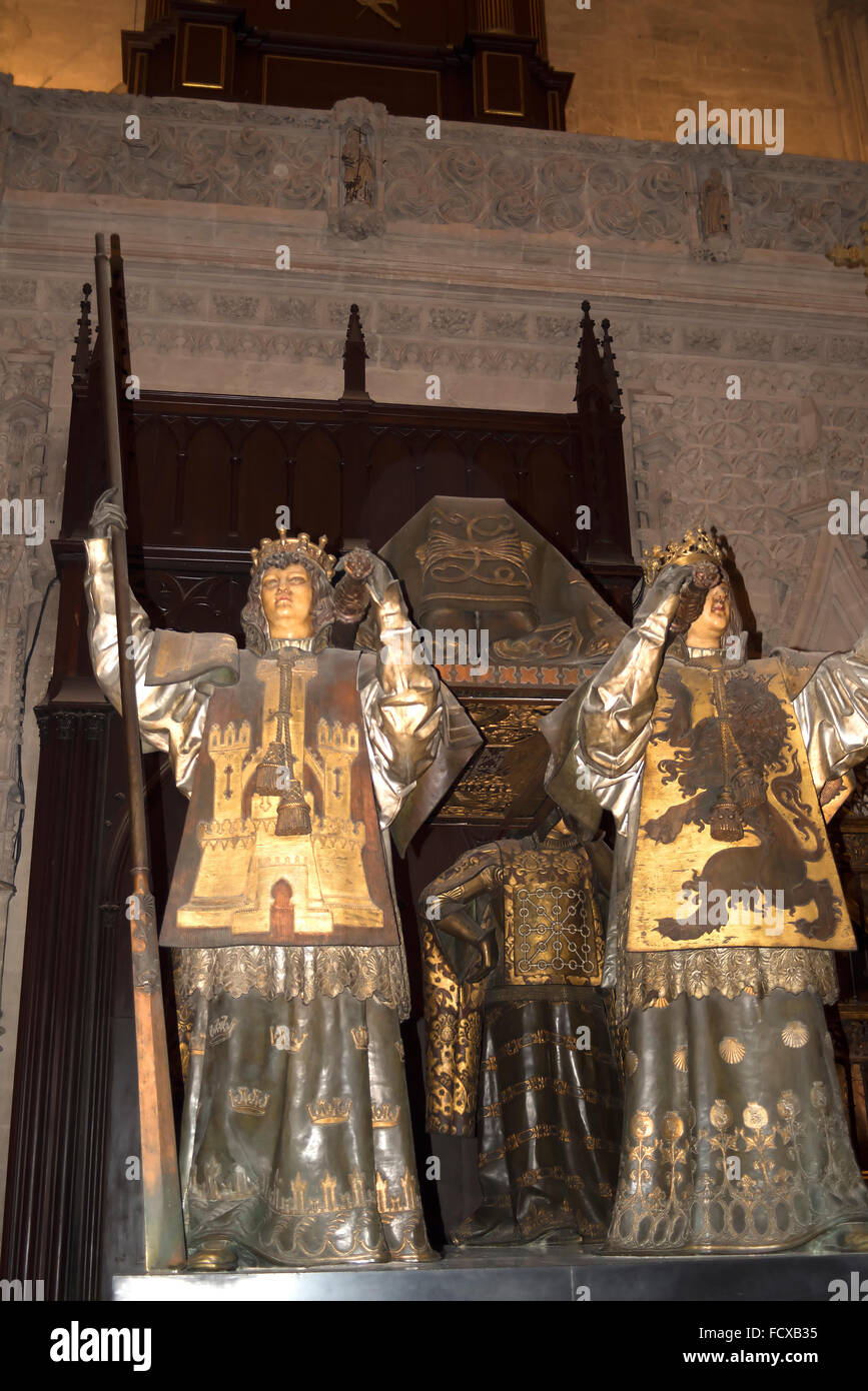 Tomb of Christopher Columbus in the Cathedral in Seville in Andalucia ...