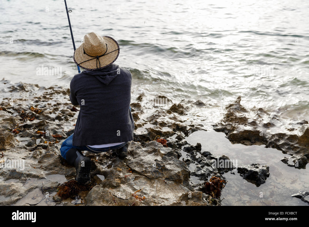 Picture of fisherman fishing with rods Stock Photo - Alamy