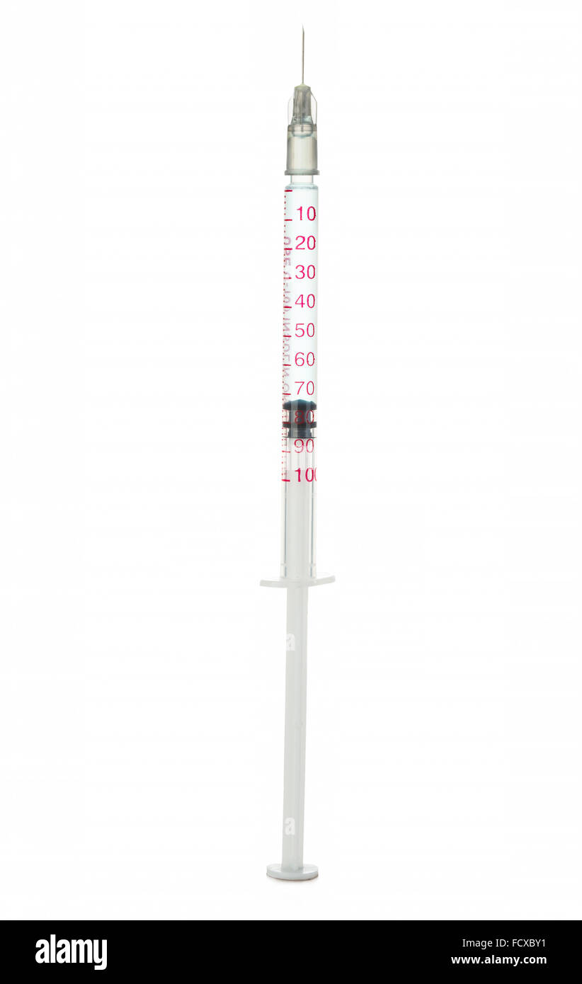 Medical syringe close-up isolated on a white background Stock Photo - Alamy