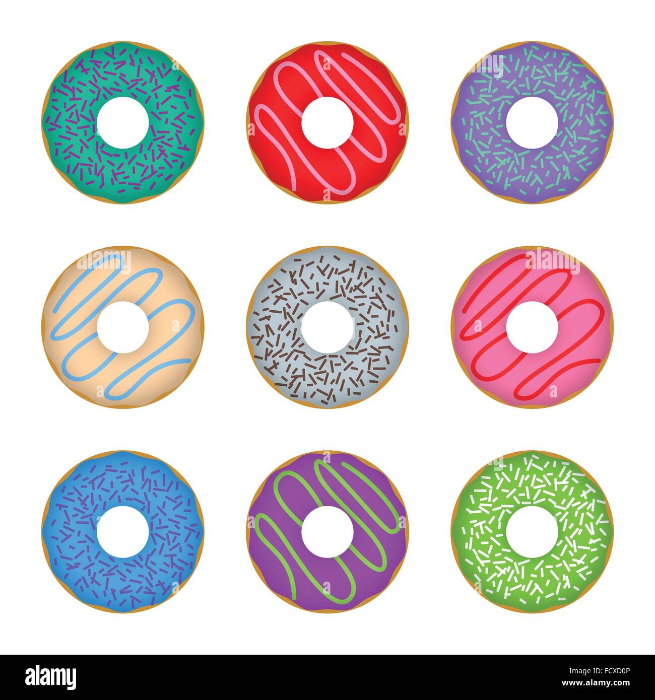 Donut icon set colorful Stock Vector Image & Art - Alamy