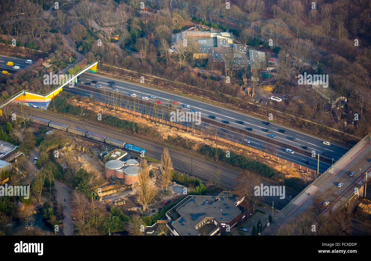 Aerial view, A3 motorway expansion south of the Motorway interchange ...