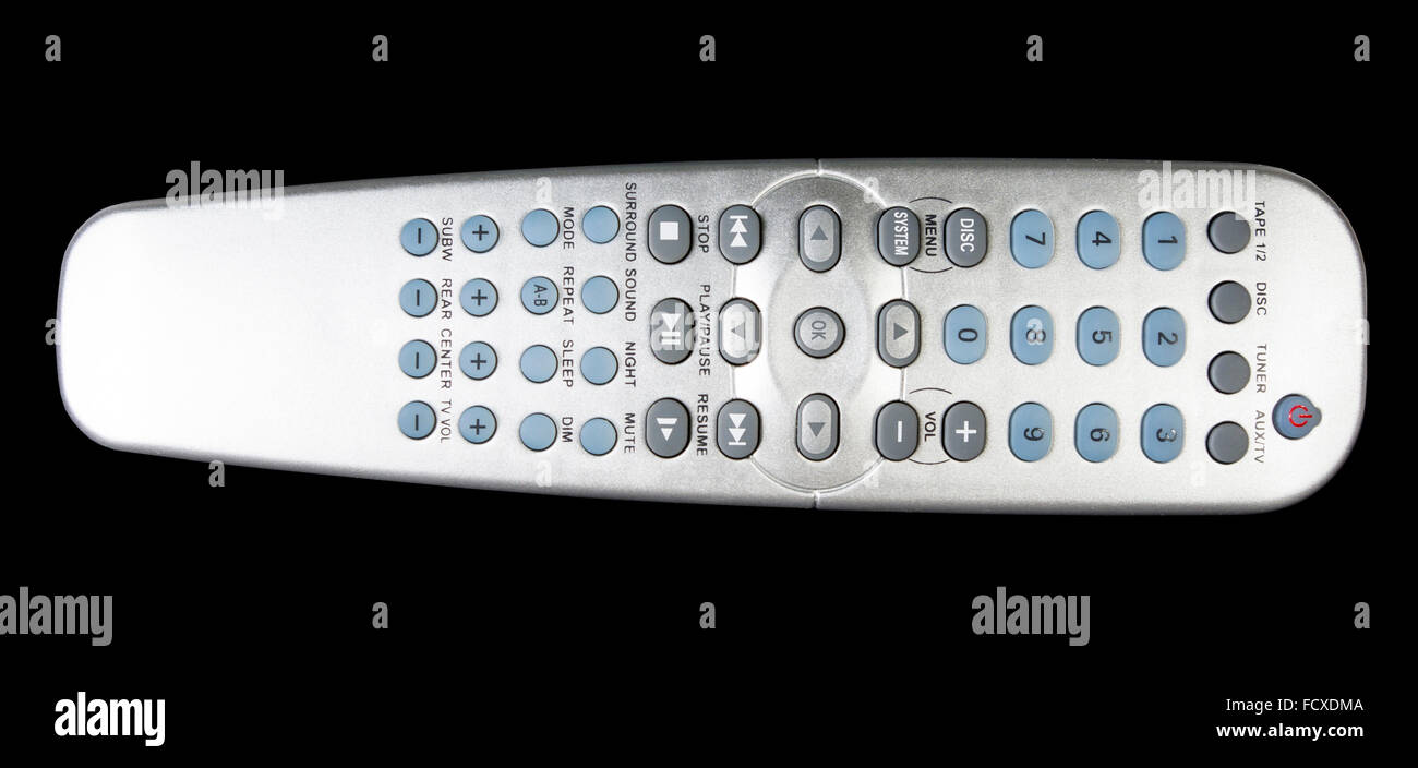 TV remote control isolated on black background Stock Photo - Alamy
