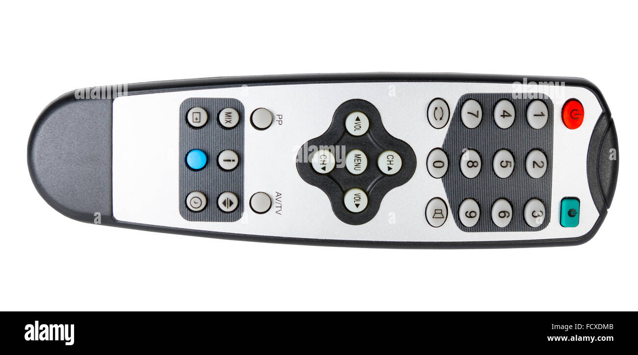 TV remote control isolated on white background Stock Photo - Alamy
