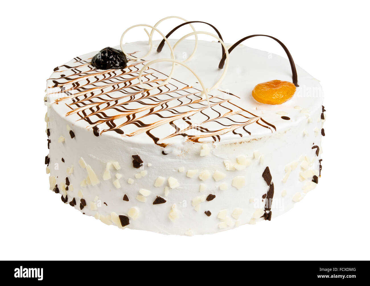 Delicious biscuit cake isolated on white background Stock Photo - Alamy