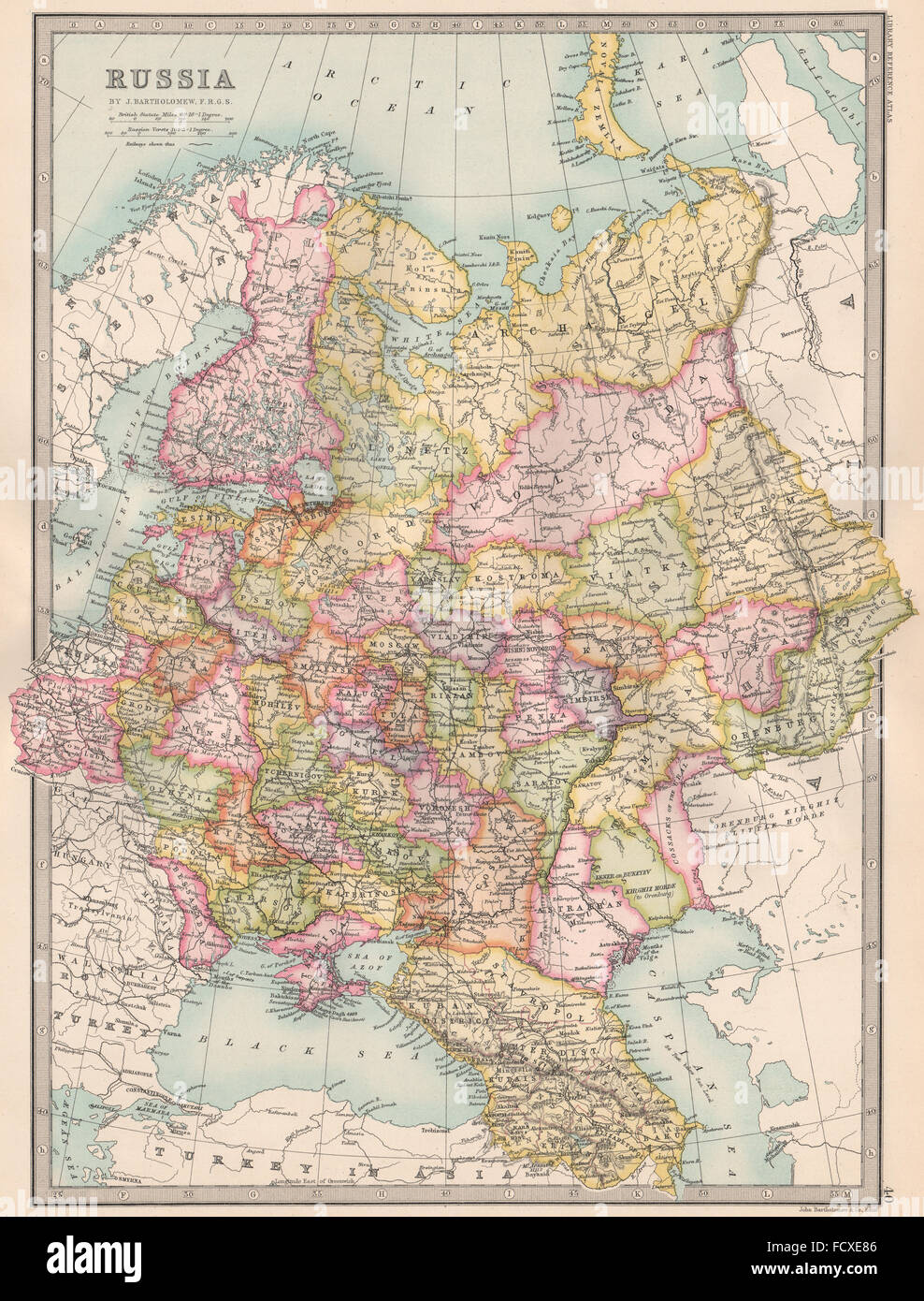 EUROPEAN RUSSIA: including Caucasus & Finland. BARTHOLOMEW, 1890 ...
