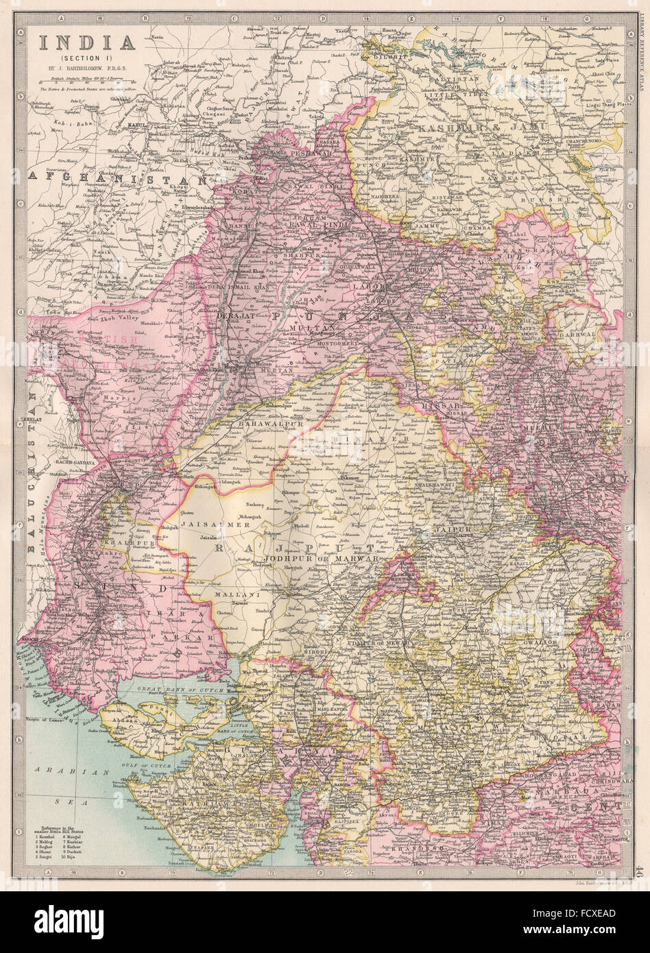 BRITISH INDIA-NORTH WEST: Rajputana Gujurat Punjab &c. BARTHOLOMEW ...