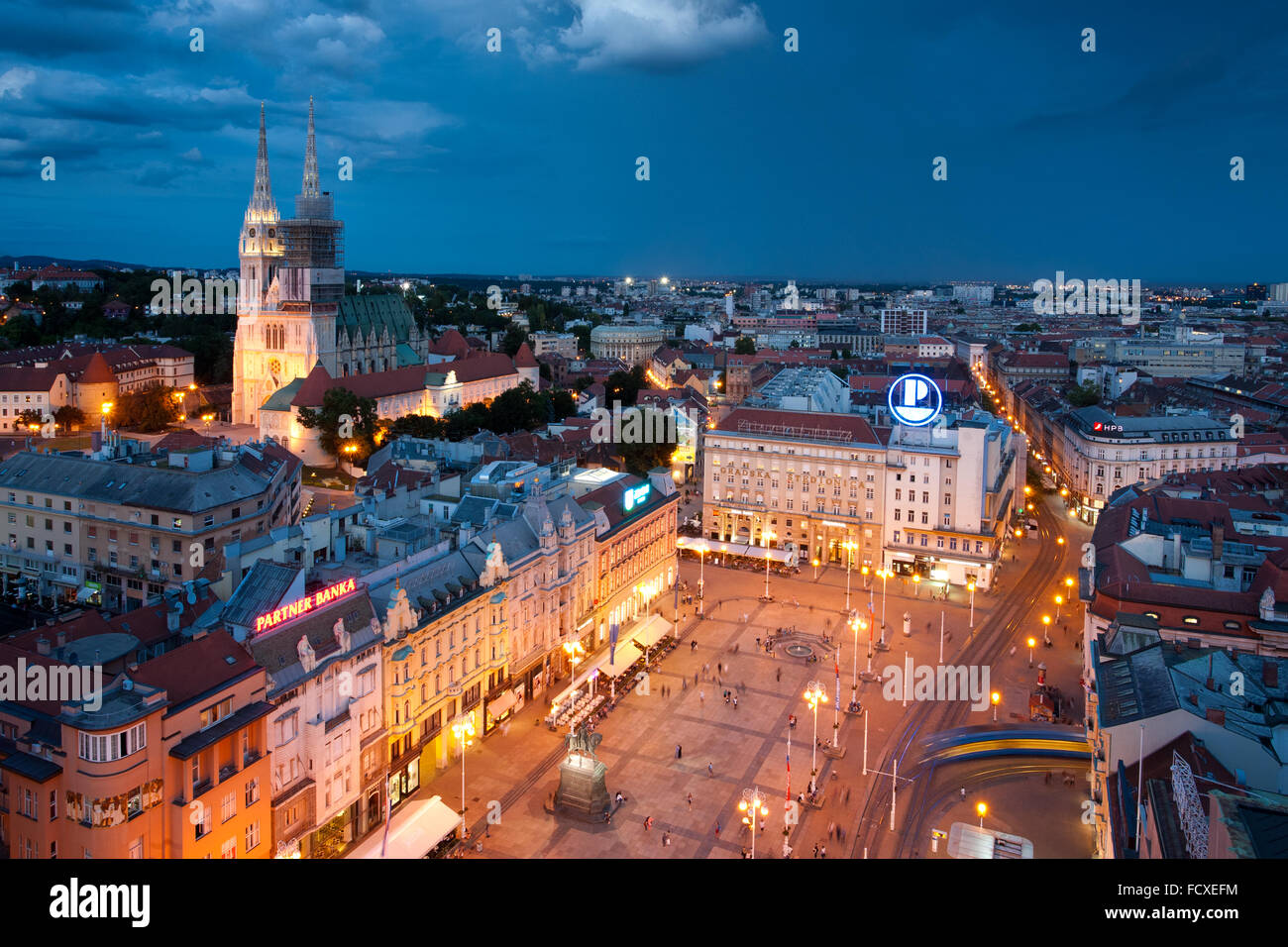 Zagreb city center panorama in the evening, Croatia Stock Photo - Alamy