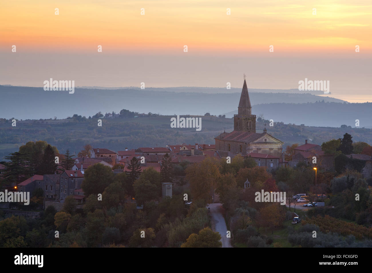Old town Groznjan in sunset, Istria, Croatia Stock Photo - Alamy