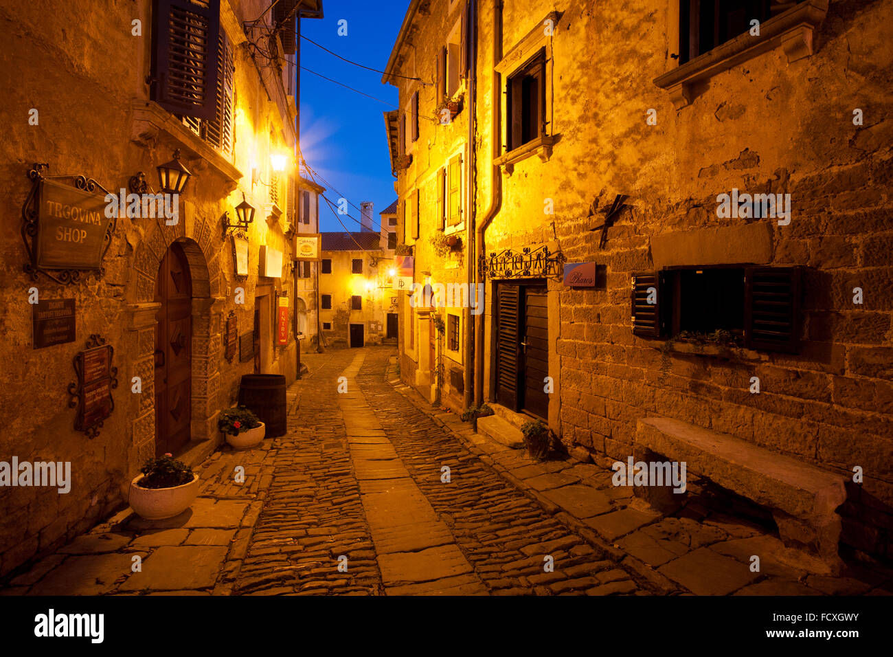 Old town Groznjan in the evening, Istria, Croatia Stock Photo - Alamy