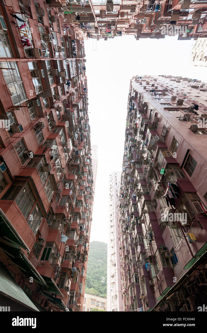 Very Crowded but colorful building group in Hong Kong Stock Photo - Alamy