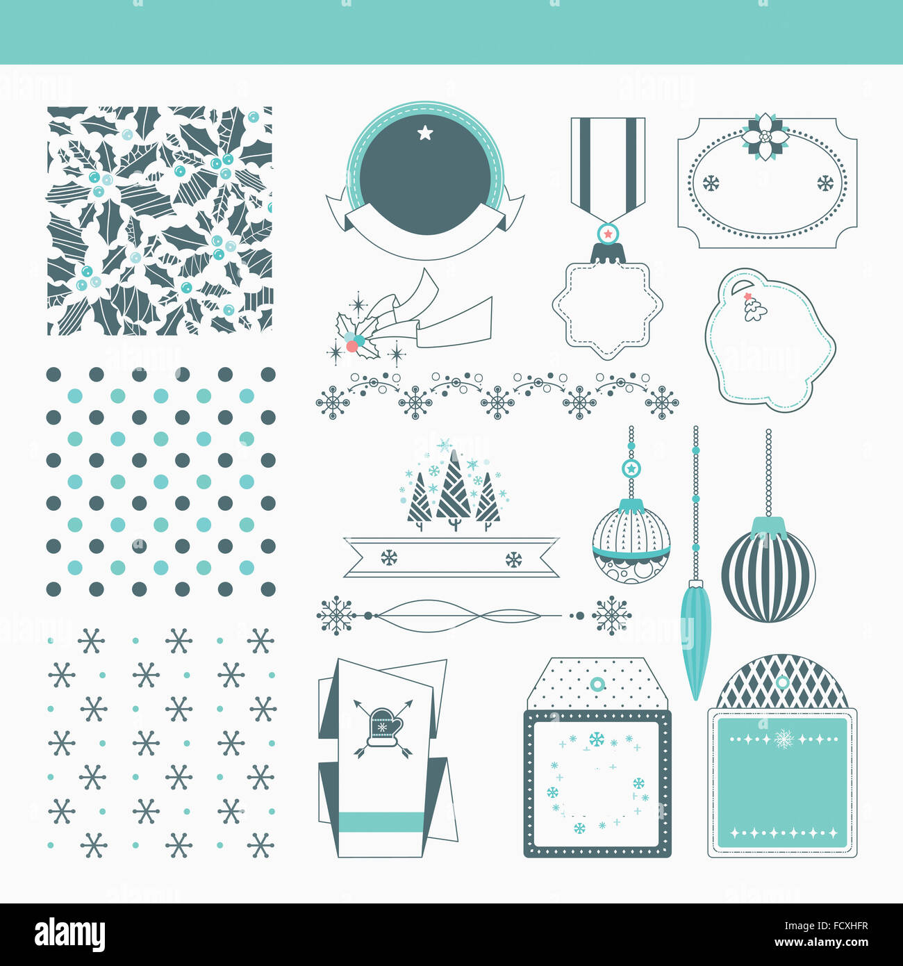 Set of various labels for Christmas and winter Stock Photo - Alamy
