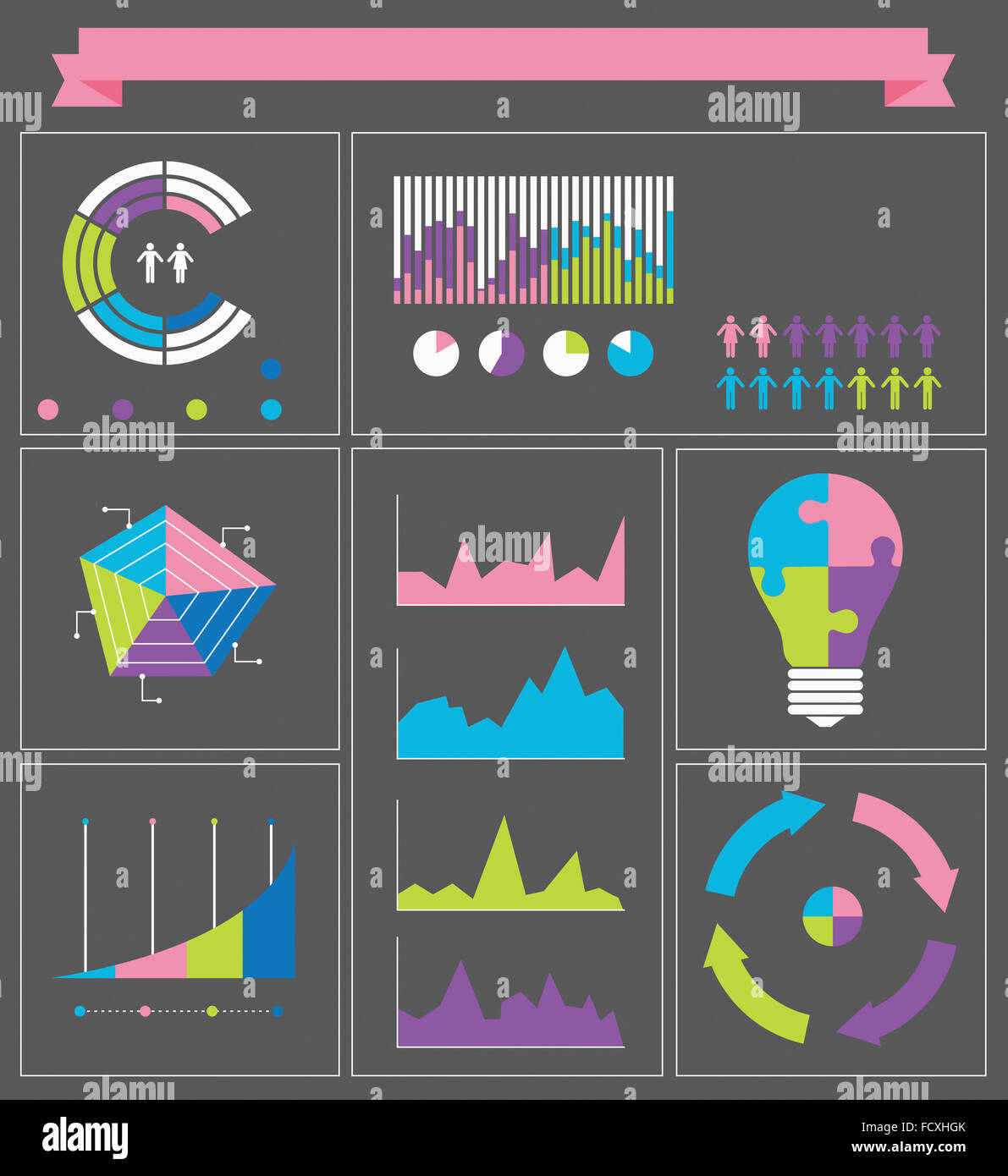Infographic diagrams and graphs for various datum Stock Photo - Alamy