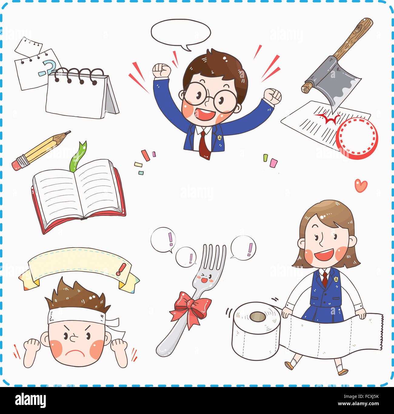 Various emoticons related to test-takers Stock Photo - Alamy