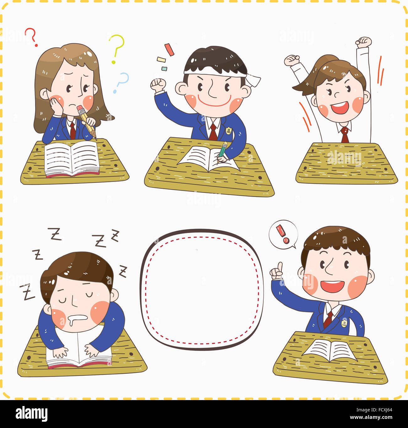 Set of various emoticons with lifestyles of test-takers Stock Photo - Alamy