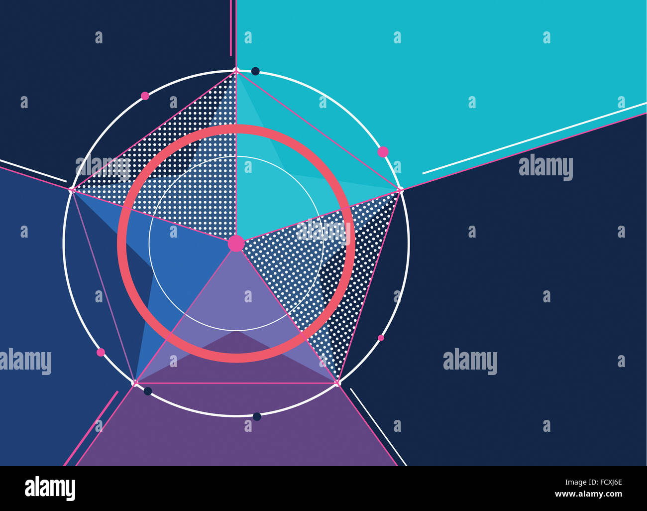 Divided background with abstract creative patterns of circles and ...