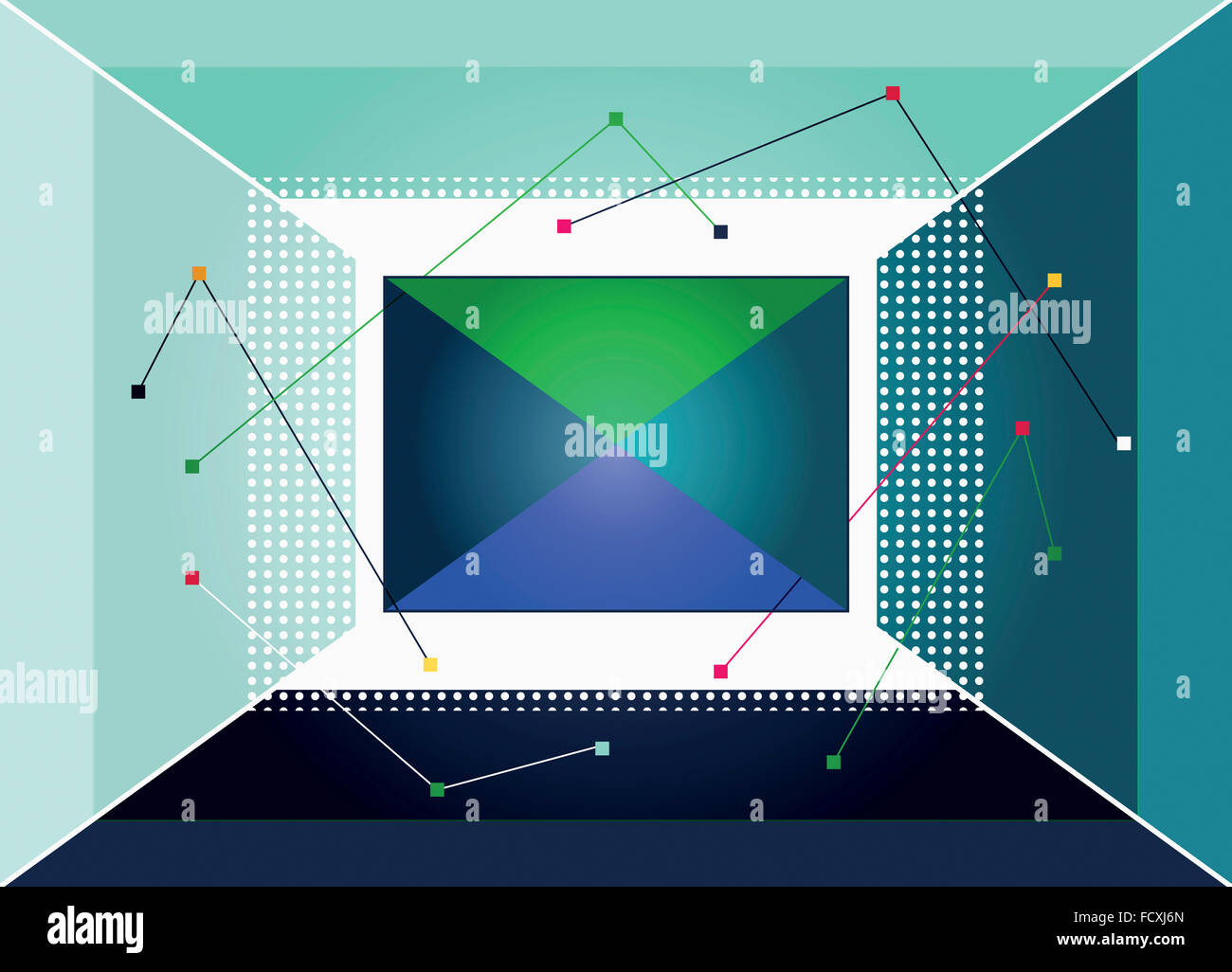 Divided background with abstract rectangles, lines and dots Stock Photo ...