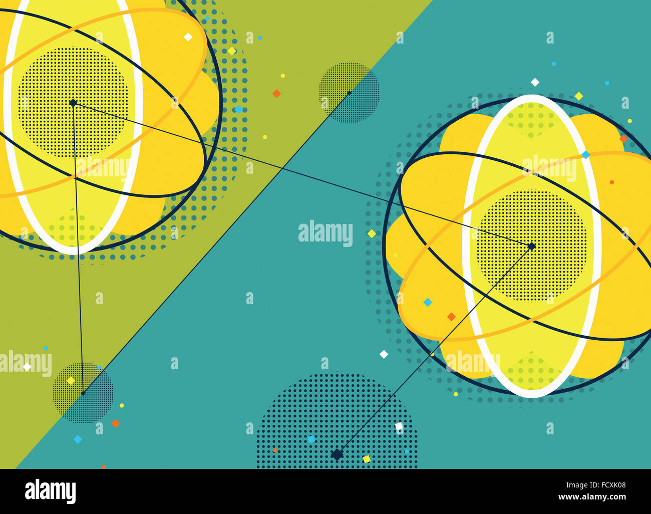 Divided background with abstract creative patterns of atom Stock Photo ...