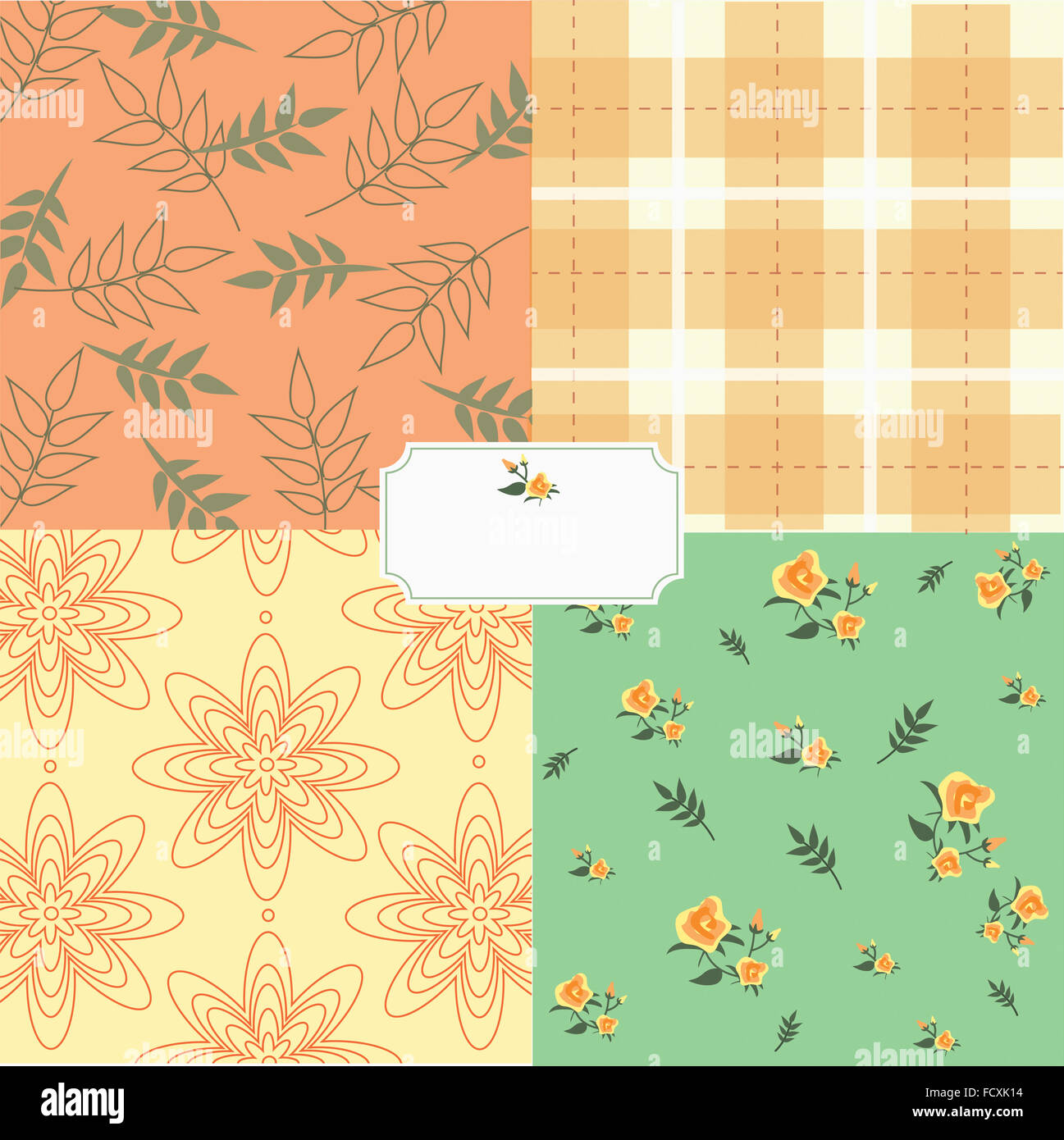 Set of various patterns of fabric in autumn Stock Photo - Alamy